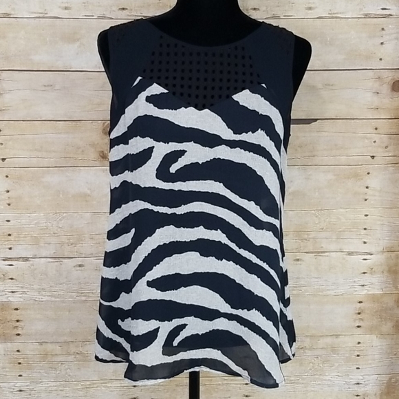 CAbi | Tops | Cabi 546 Tivoli Sheer Zebra Eyelet Sleeveless Top | Poshmark